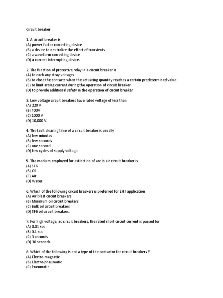 Upda-Multiple Choice Questions | PDF | Electric Arc | Fuse (Electrical)