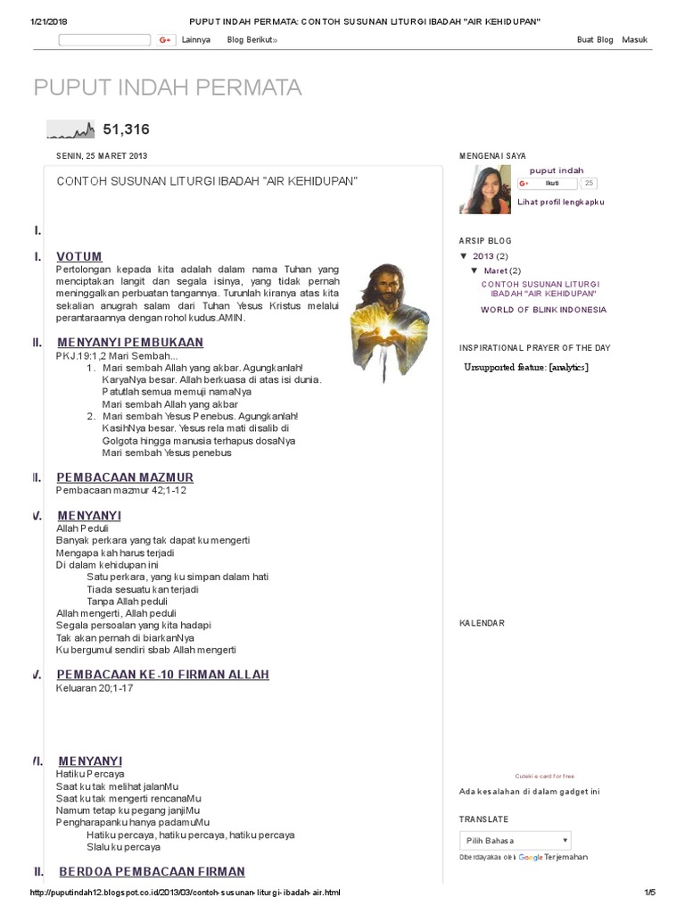 Puput Indah Permata - Contoh Susunan Liturgi Ibadah - Air Kehidupan | PDF