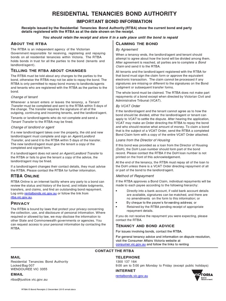 Important Bond Information | PDF | Landlord | Leasehold Estate