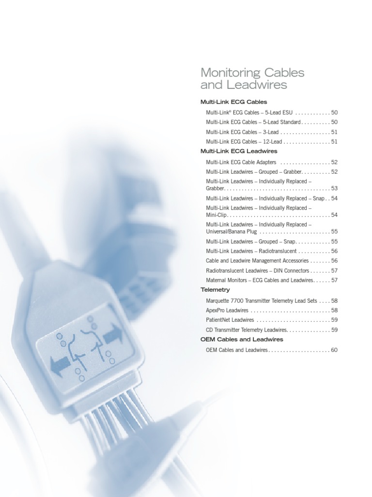 GE Monitoring Cables | PDF | Visual Cortex | Electrical Connector
