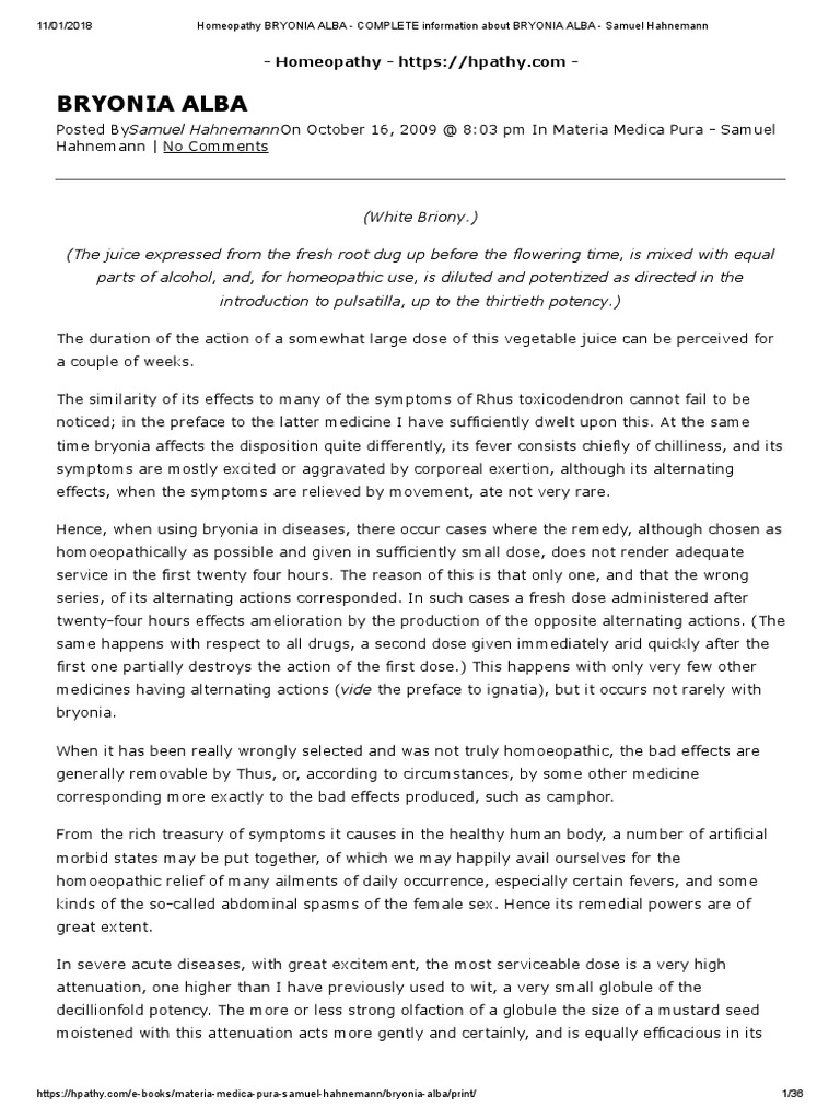 Homeopathy BRYONIA ALBA - COMPLETE Information About BRYONIA ALBA ...