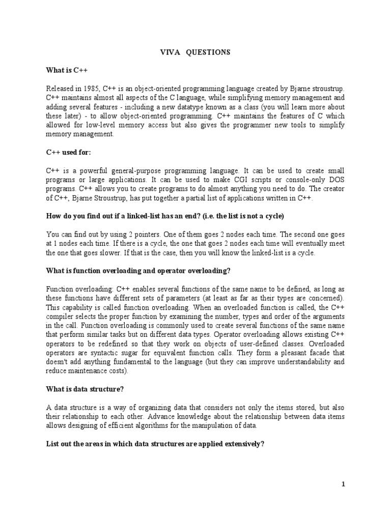 Viva Questions Pdf C Class Computer Programming