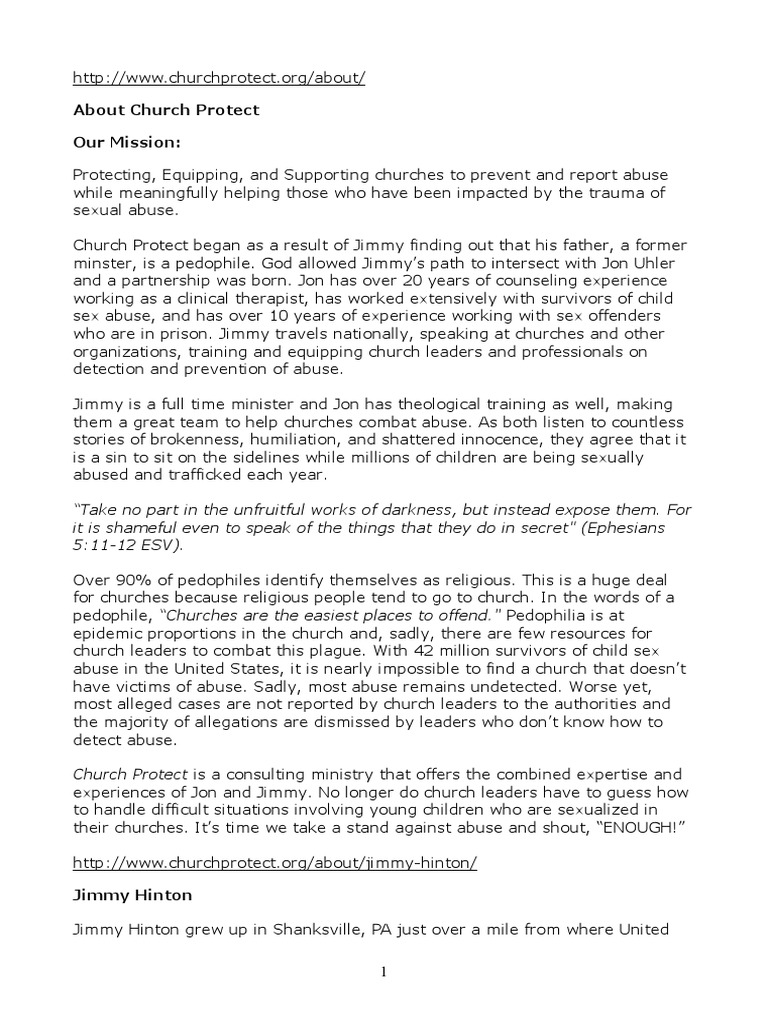 Pedophilia - Jimmy Hinton & Church Protect | PDF | Pedophilia | Hatred