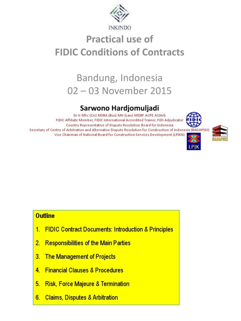 2015 Inkindo Fidic Module 1 Session 1 | PDF | General Contractor | Risk
