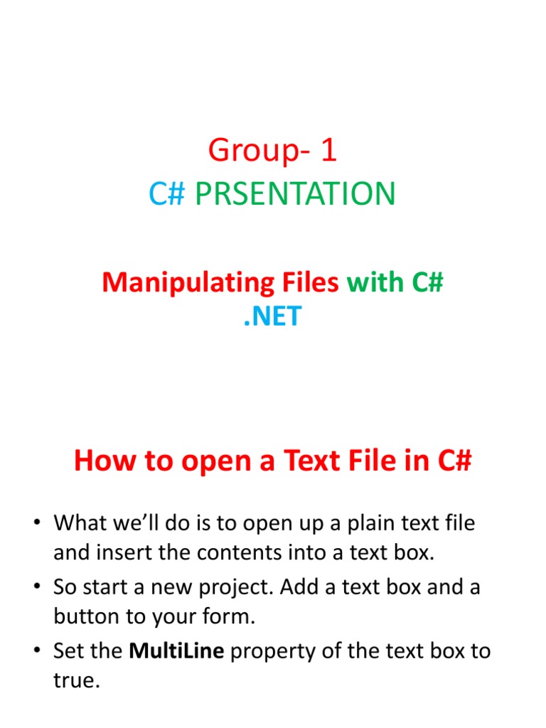C# File Manipulation Tutorial | PDF | Computers