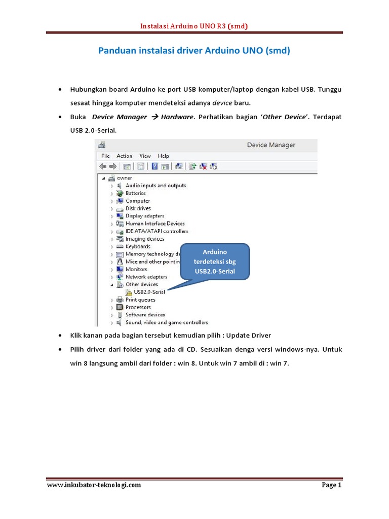 Panduan Instalasi Driver Arduino UNO (SMD) | PDF