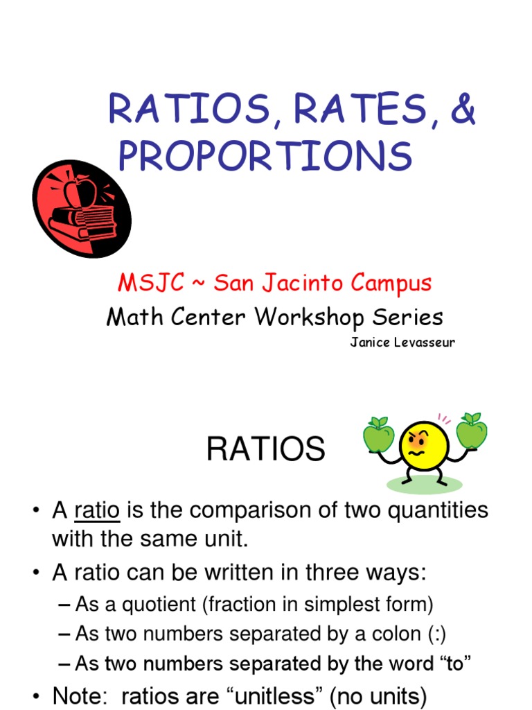 Ratios, Rates, & Proportions: MSJC San Jacinto Campus | PDF | Ratio ...