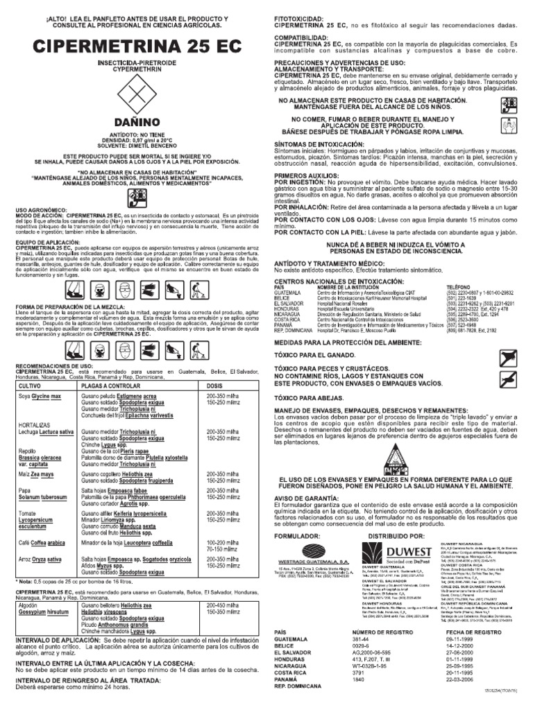 Cipermetrina 25 EC - DFU | PDF