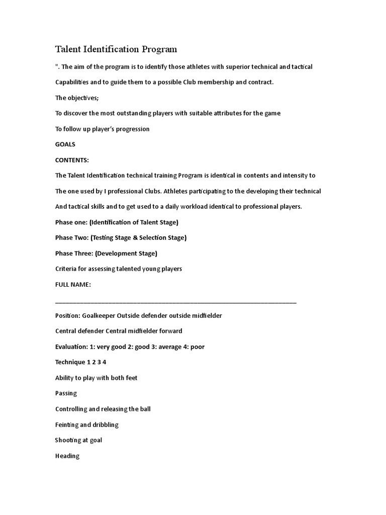 Talent Identification Program Overview | PDF