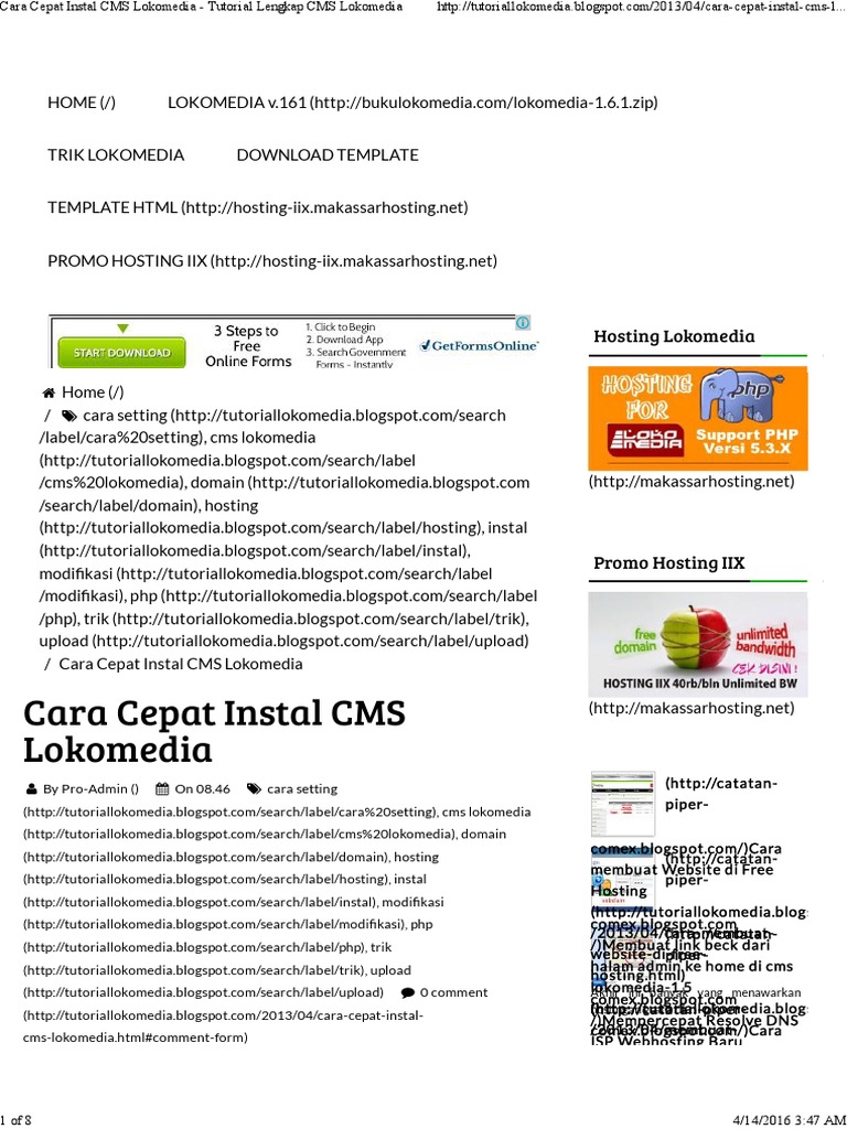 CMS Lokomedia - Tutorial Lengkap CMS Lokomedia | PDF