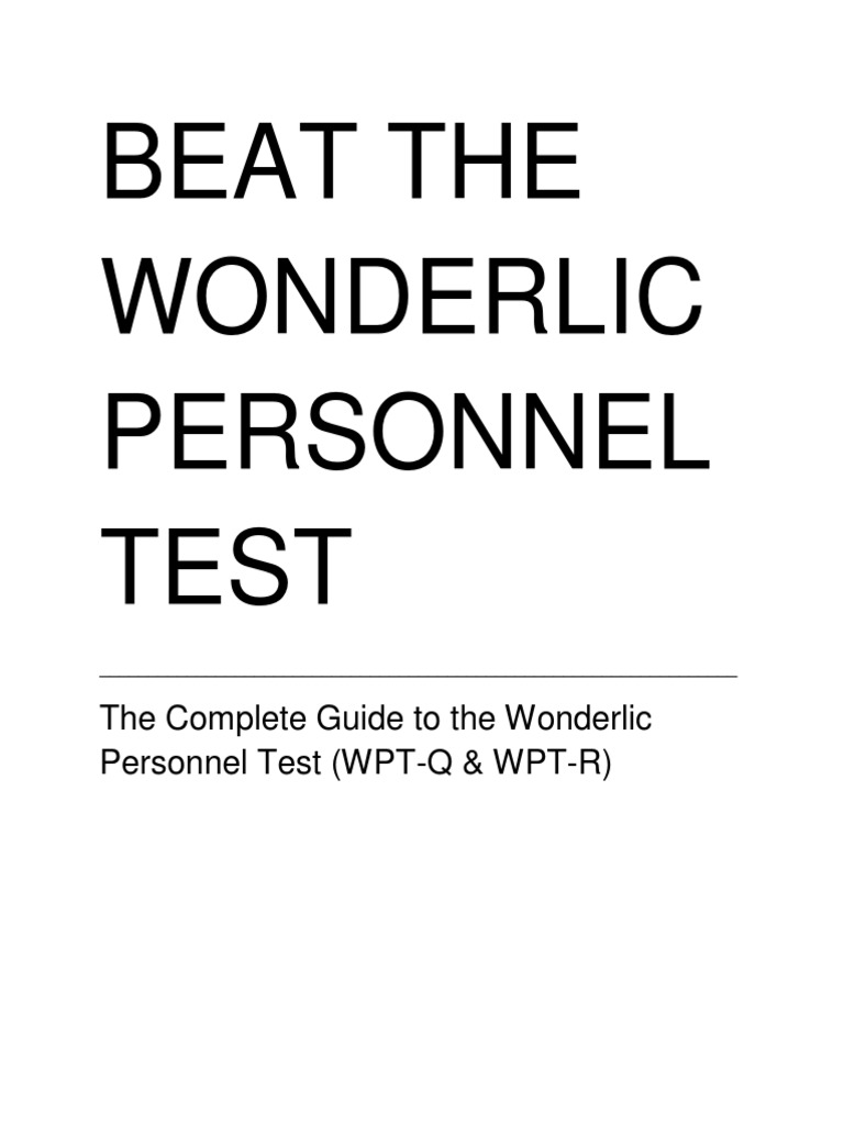 WPT Study Guide Sample | PDF | Test (Assessment) | Percentage