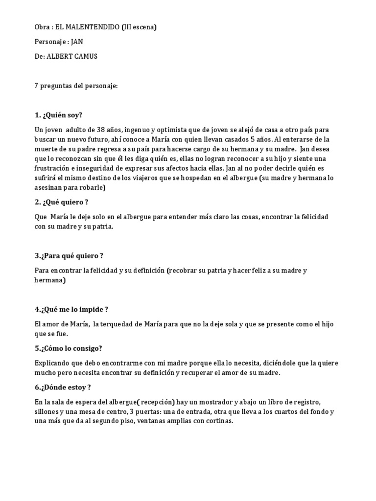 El Malentendido | PDF | Albert Camus