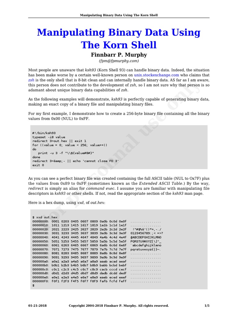 Manipulating Binary Data Using The Korn Shell | PDF | String (Computer ...