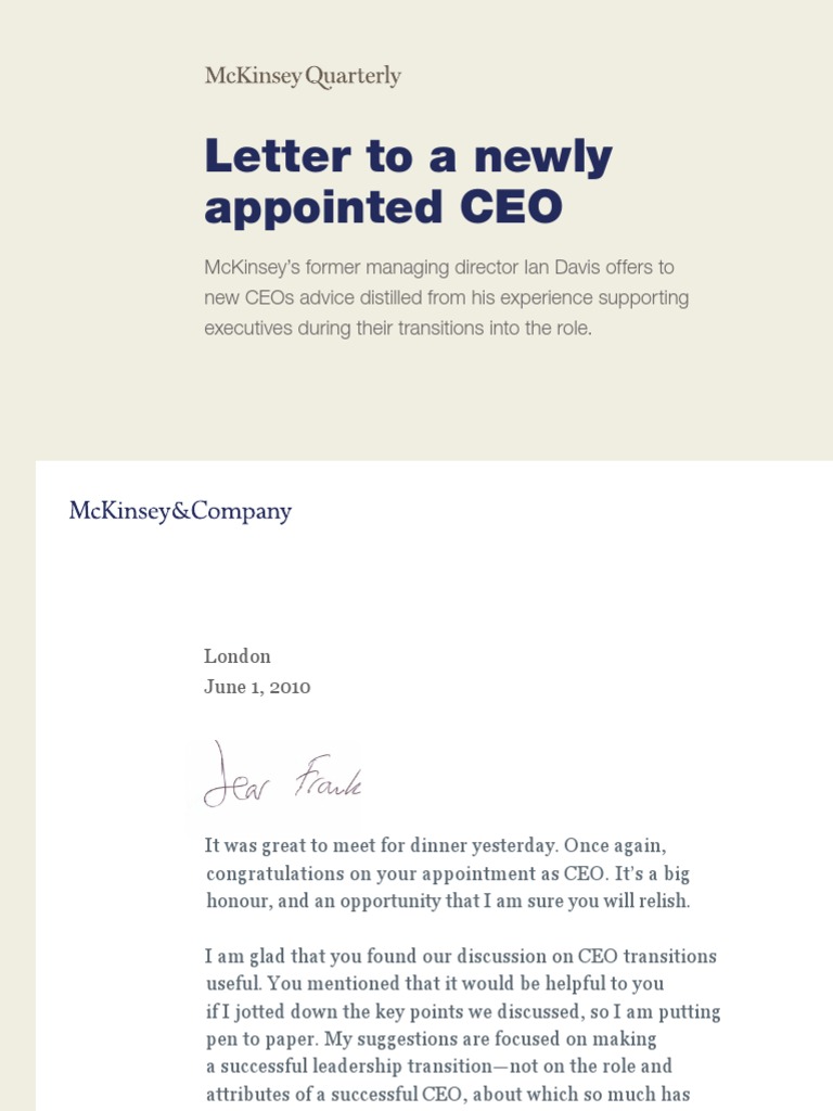 Letter To Anew Ceo | PDF