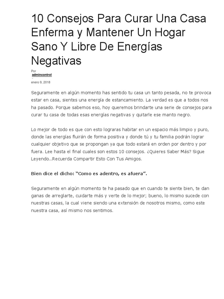 10 Consejos para Curar Una Casa Enferma y Mantener Un Hogar Sano Y ...