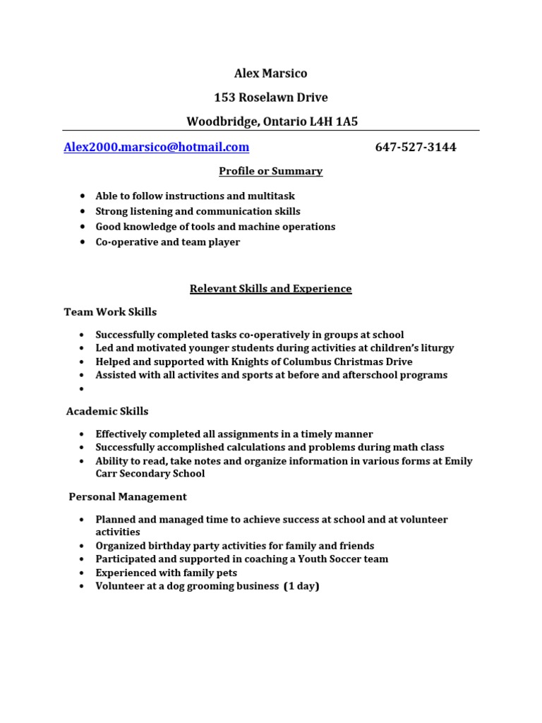 Alex Marsico Resume | PDF