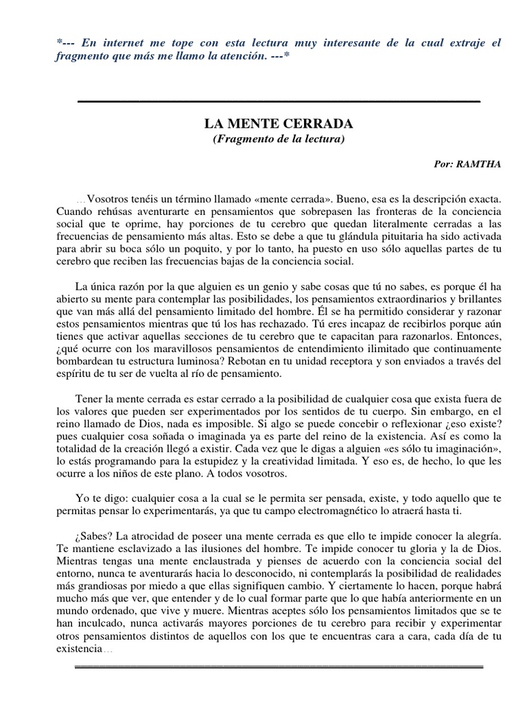 La Mente Cerrada | PDF | Sicología | Science