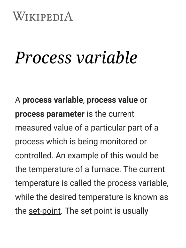 Process Variable: Process Parameter Is The Current | PDF | Control ...