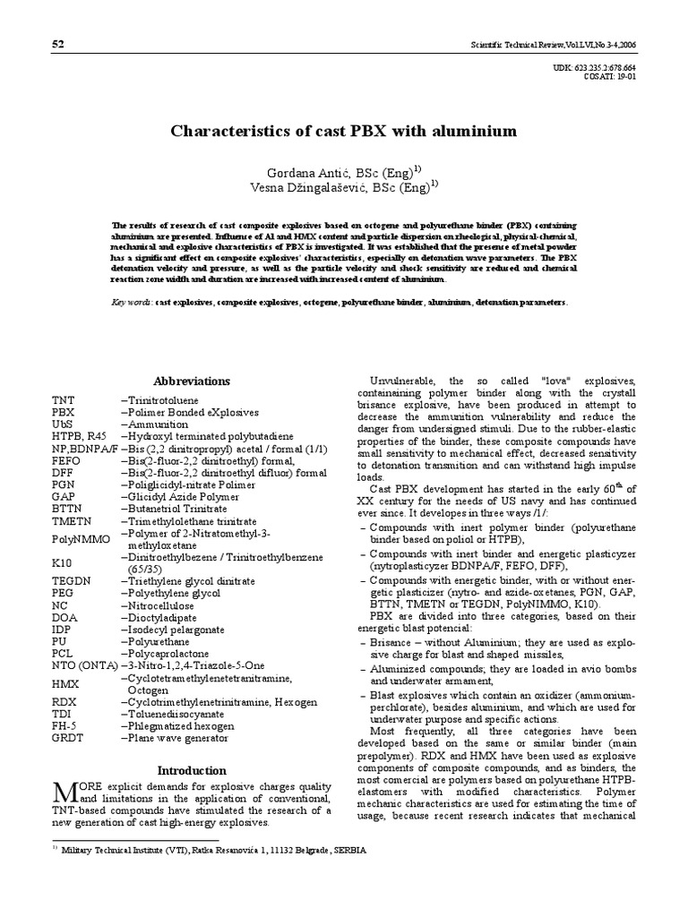 Characteristics of Cast PBX With Aluminium | PDF | Explosive Material ...