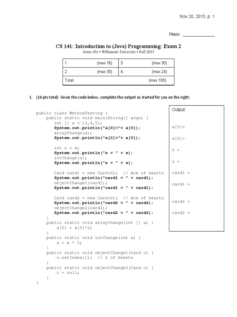 Microsoft Word - Exam2 PDF | PDF | Inheritance (Object Oriented Programming) | Class (Computer ...