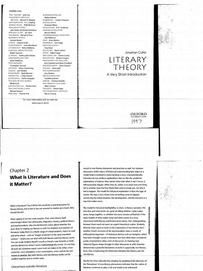 Jonathan Culler, What Is Literature and Does It Matter | PDF | Rhetoric ...