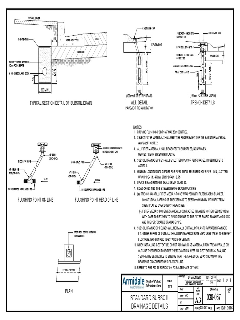 Standard Subsoil Drainage Details | PDF | Drainage | Pipe (Fluid ...