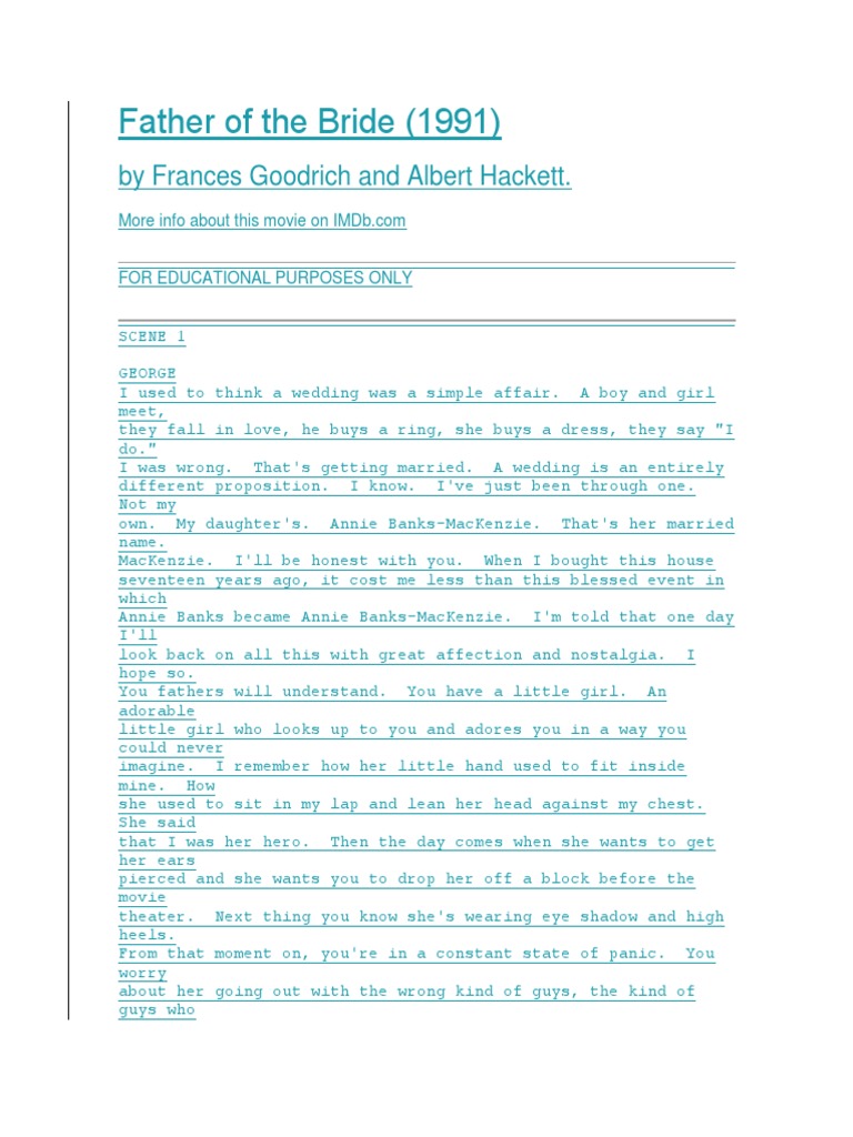 Father of The Bride | PDF | Mystery, Thriller & Crime Fiction