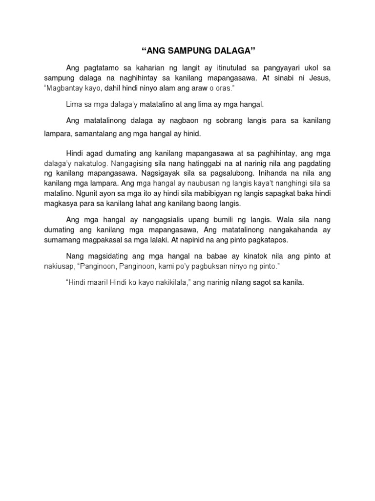 Ang Sampung Dalaga FIlipino | PDF