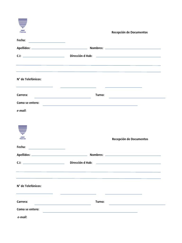 Formato Recepción de Documentos
