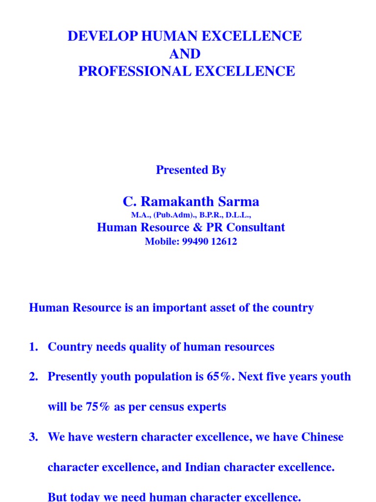 Develop Human Excellence AND Professional Excellence: Presented by ...