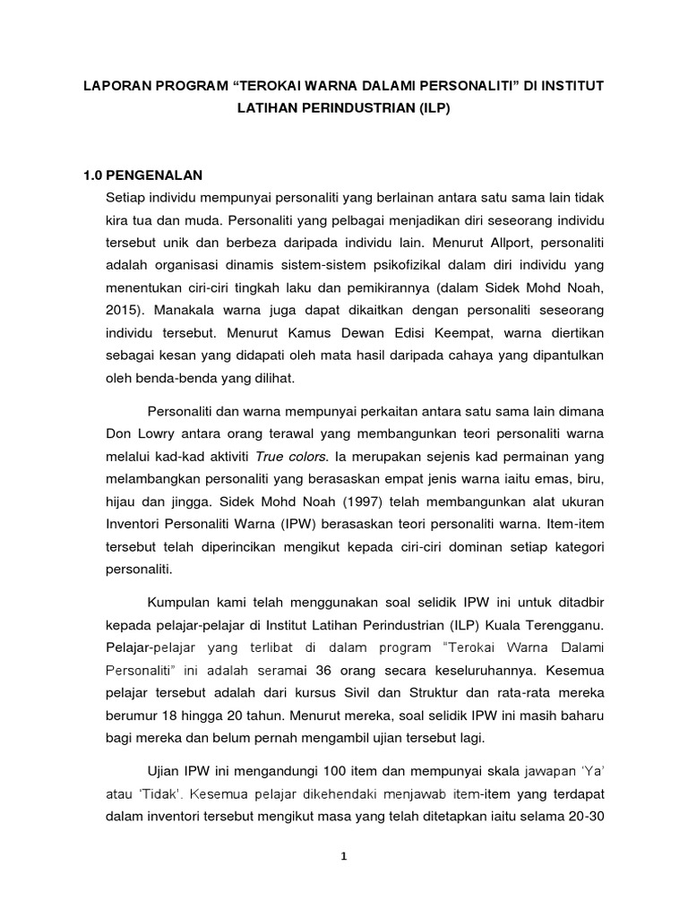 Contoh Laporan Ujian Personaliti Kerjaya - AminaewaWyatt