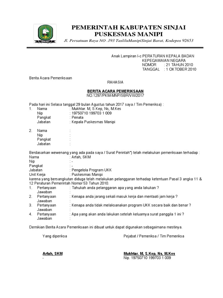 Berita Acara Pemanggilan | PDF