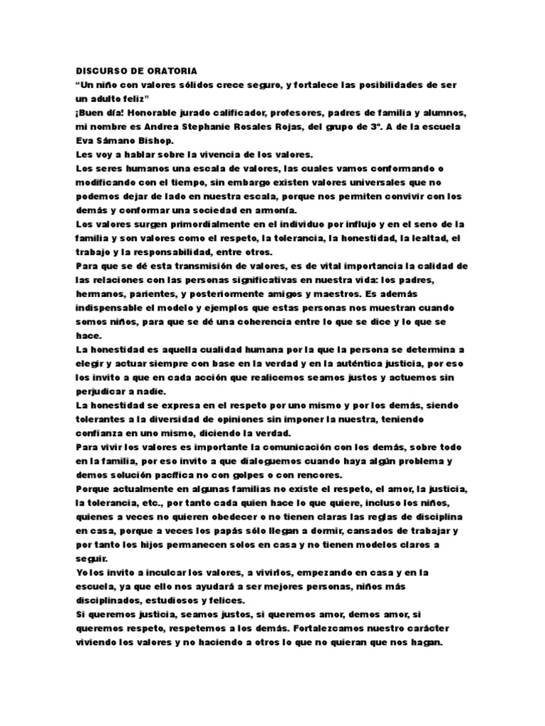 Discurso de Oratoria | PDF | Tolerancia | Familia