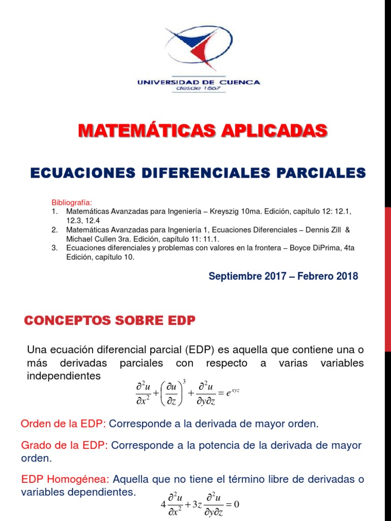 Ecuaciones Diferenciales Parciales | PDF | Ecuación diferencial parcial | Ecuaciones diferenciales