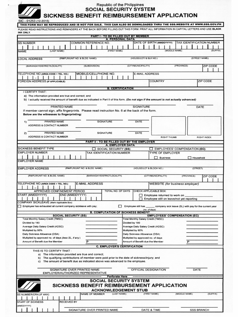 Sickness Reimbursement Form | PDF
