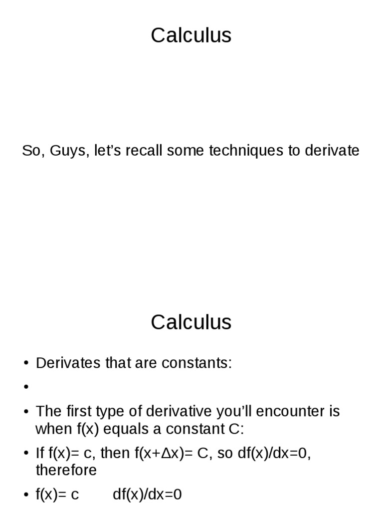 Calculus Derivative Techniques Explained | PDF