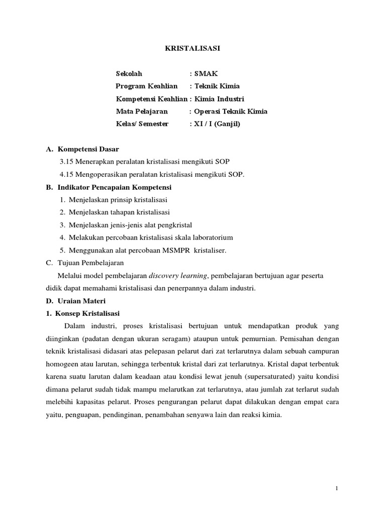 Proses dan Alat Kristalisasi Kimia | PDF | Sains & Matematika