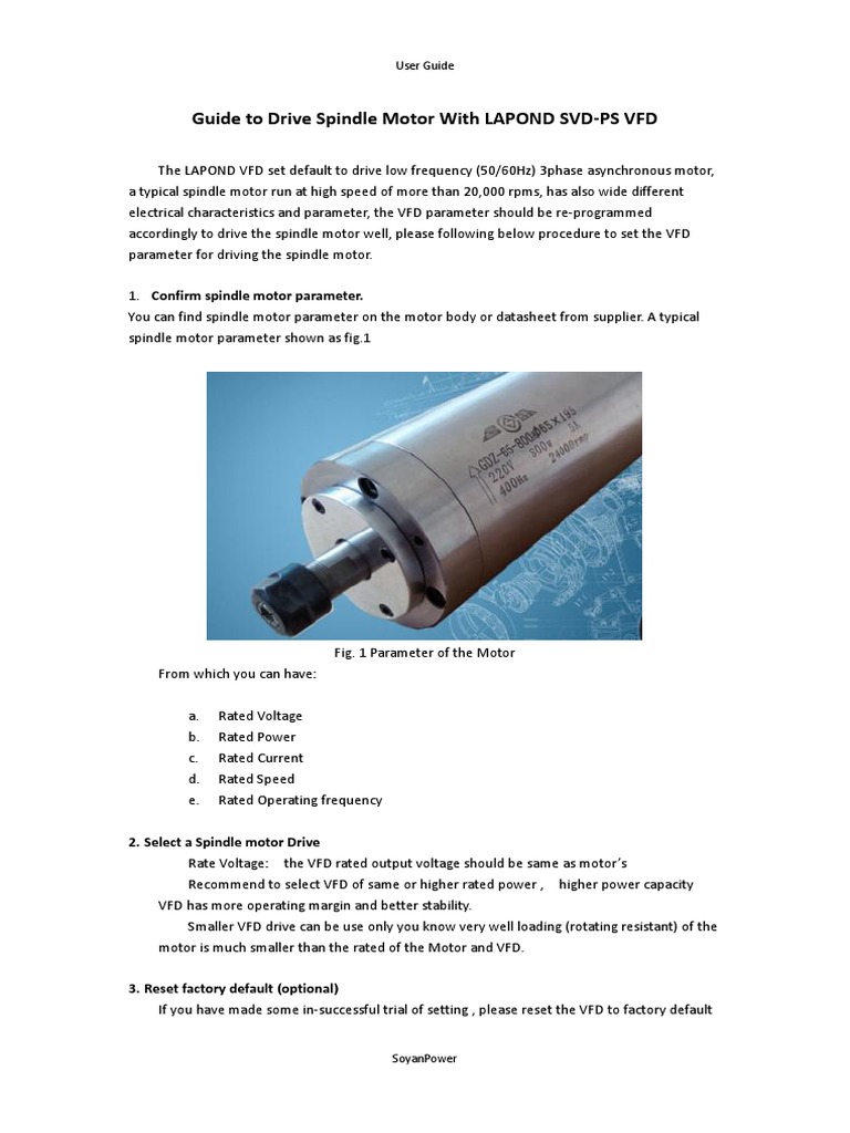 Guide To Drive Spindle Motor With LAPOND SVD-PS VFD | PDF | Parameter (Computer Programming ...