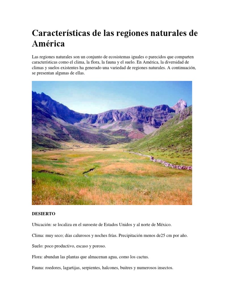 Caracteristicas de Las Regiones Naturales | PDF | Conservación | Ecosistema