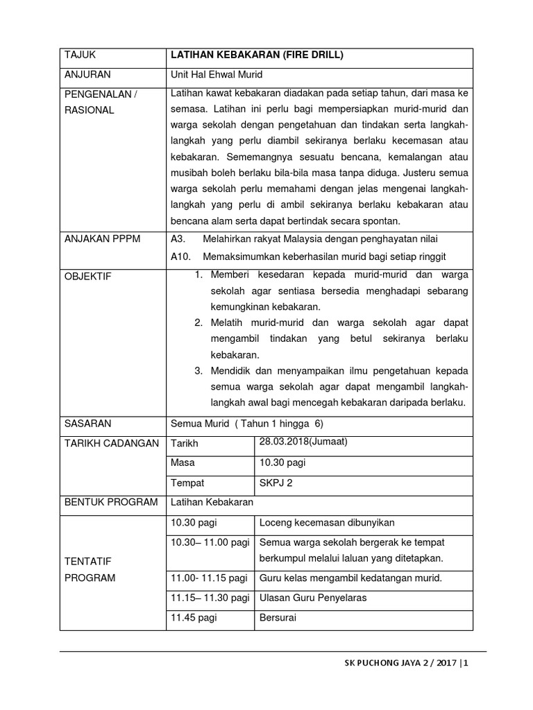 Fire Drill Training Plan | PDF