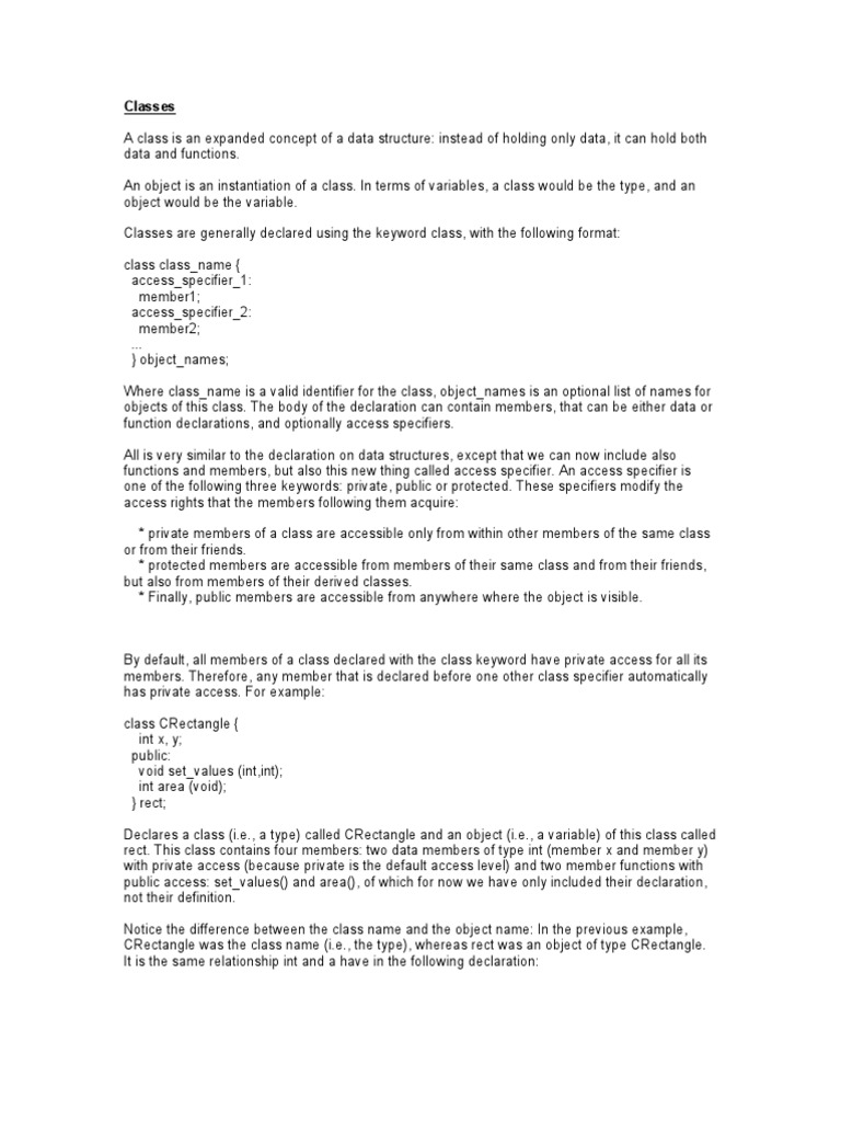 Classes Pdf Class Computer Programming Method Computer