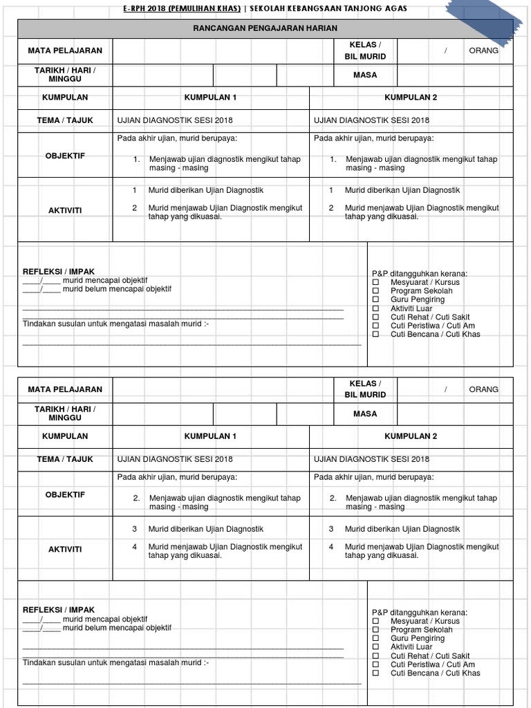 Tapak RPH Pemulihan Khas 2018 | PDF