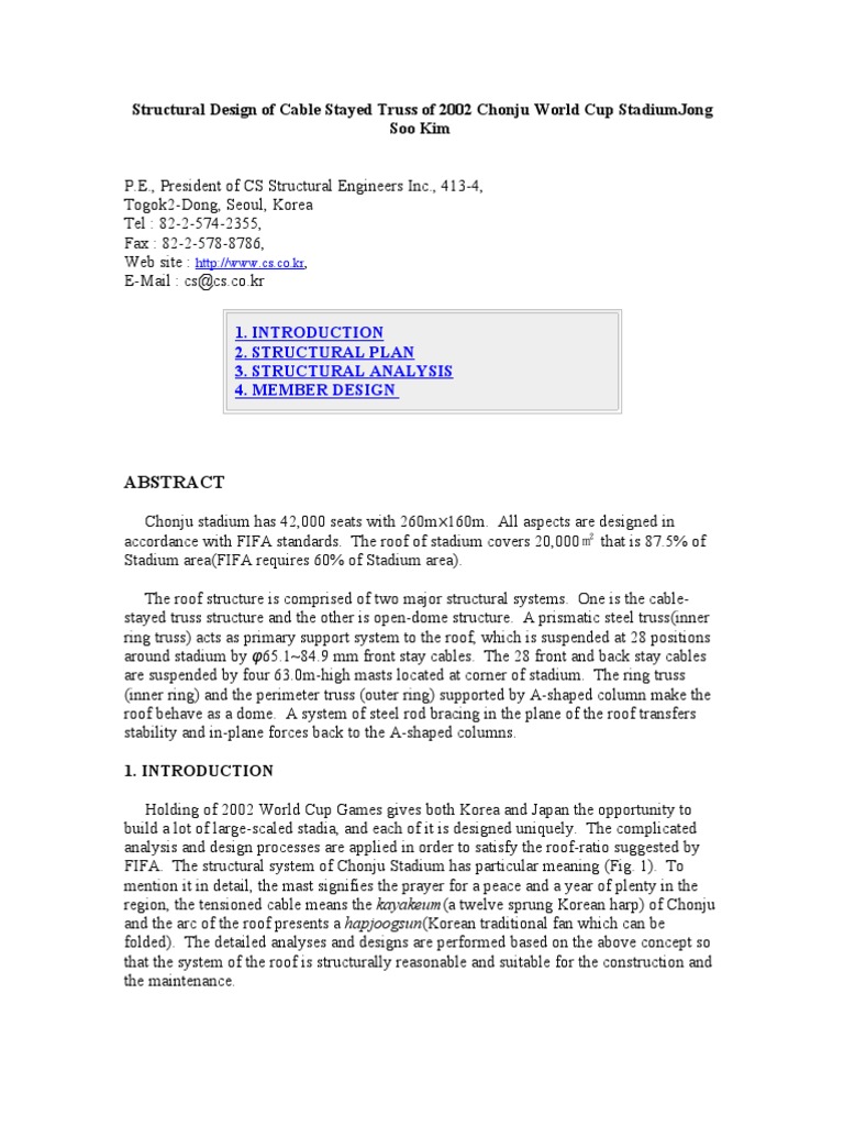 Structural Design of the Innovative Cable Stayed Roof System for the ...