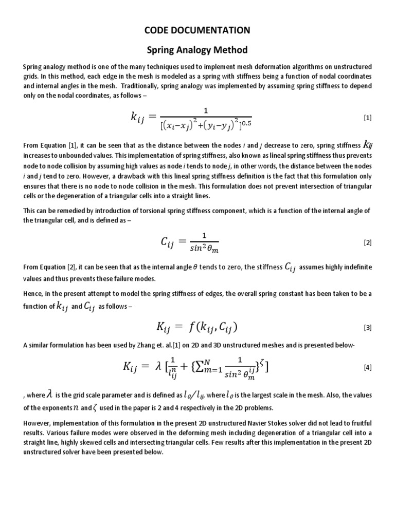 Code Documentation Spring Analogy Method: I J I J I J | PDF | Stiffness ...