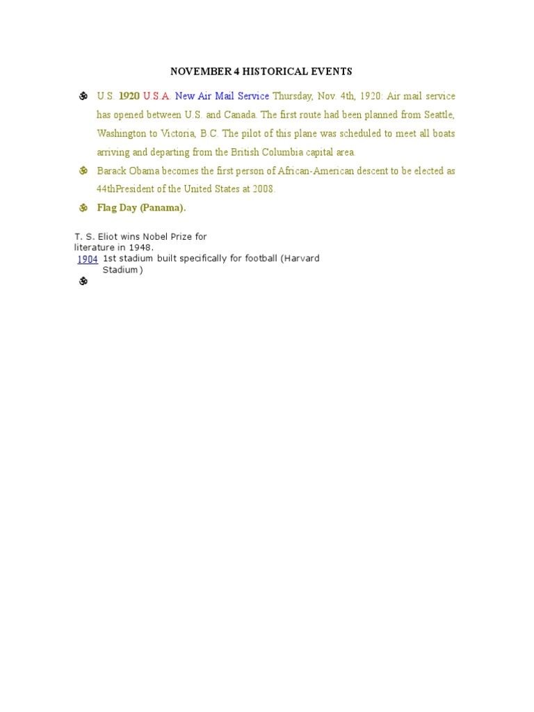 November 4 Historical Events | PDF | The United States