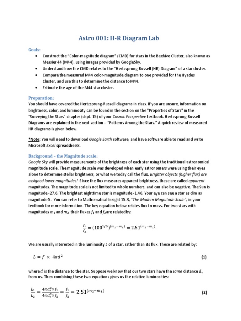 HR Diagram Lab | PDF | Stars | Apparent Magnitude
