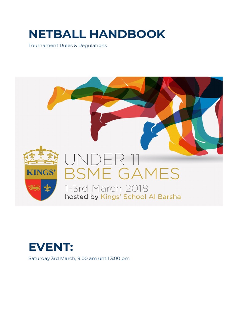 Bsme U11 Netball Handbook 2018 | PDF | Referee | Sport Variants