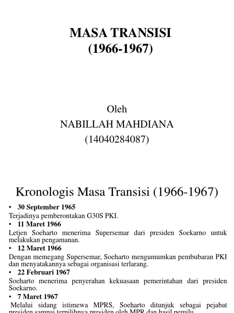 Masa Transisi 1966 1967 Orde Baru-Supersemar | PDF