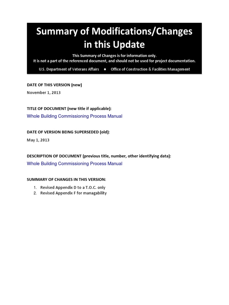 CxManualSumm-Summary of Modifications Changes | PDF
