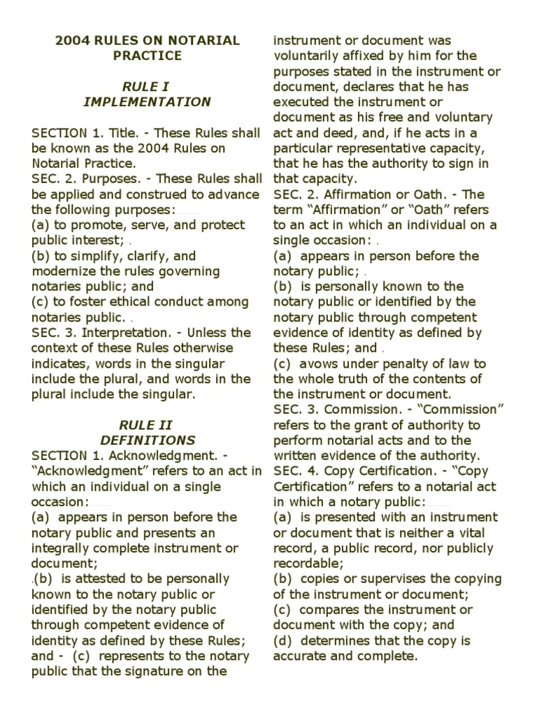 2004 Rules On Notarial Practice | PDF | Notary Public | Signature